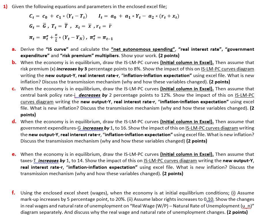 1) Given the following equations and parameters in | Chegg.com