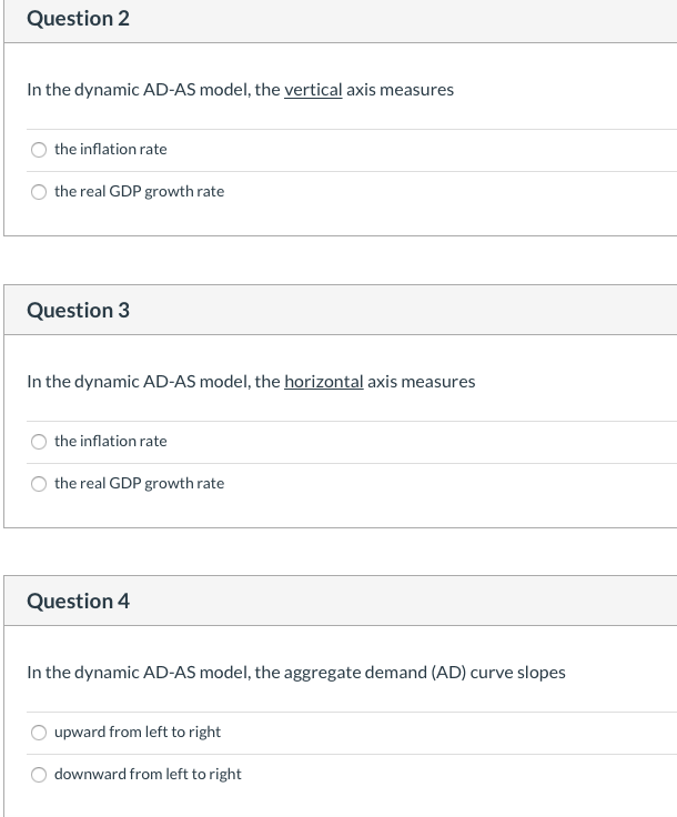 Solved Question 2 In the dynamic AD-AS model, the vertical | Chegg.com
