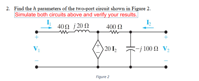 Solved 2. Find the h parameters of the two-port circuit | Chegg.com