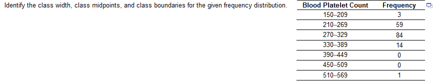 Solved Identify the class width, class midpoints, and class | Chegg.com