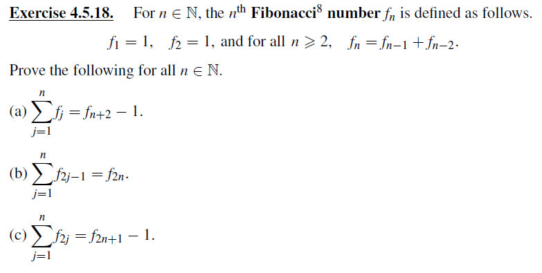 Solved Exercise 4.5.18. For n e N, the nth Fibonacci number | Chegg.com