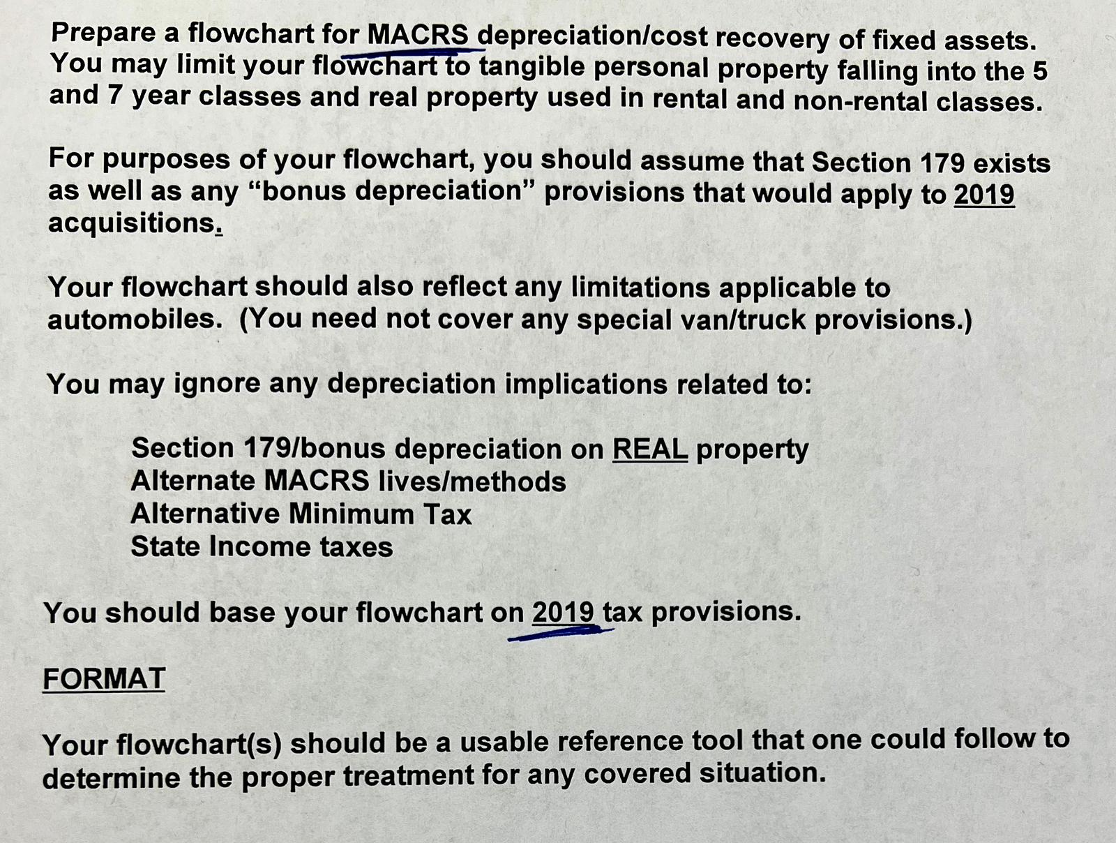 Solved Prepare a flowchart for MACRS depreciation/cost | Chegg.com
