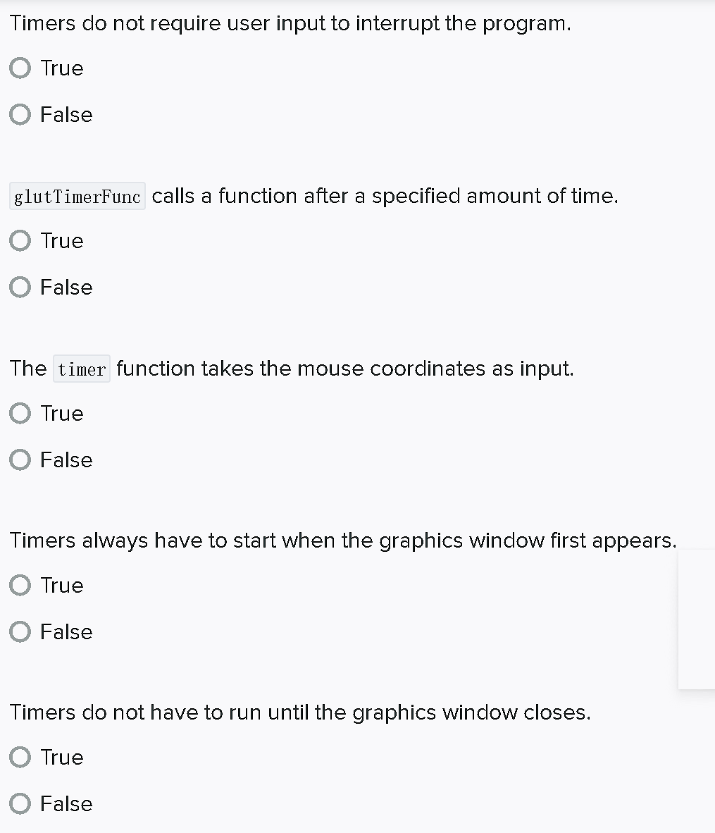 Solved Q18 5 Points Answer the following true/false | Chegg.com