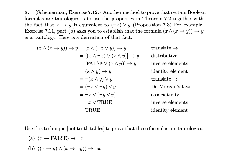 8. (Scheinerman, Exercise 7.12:) Another method to | Chegg.com