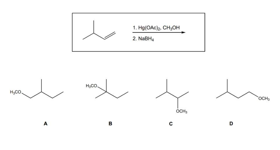 Solved 1. Hg(OAc)2, CH3OH 2. NaBH4 H3CO Насо оснз OCH3 | Chegg.com