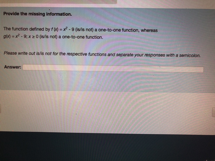 Solved Provide the missing information. The function defined | Chegg.com
