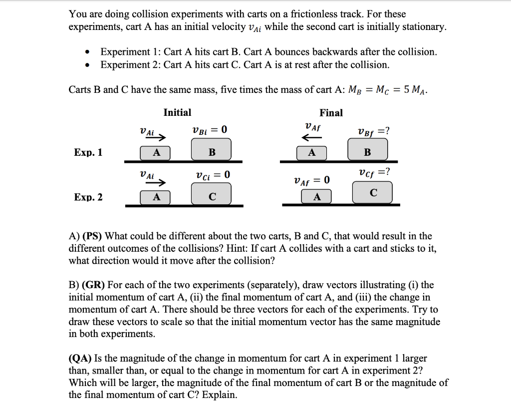 Solved You are doing collision experiments with carts on a | Chegg.com