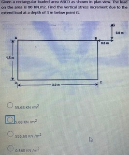 Solved Given a rectangular loaded area ABCD as shown in plan | Chegg.com