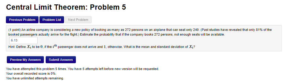 Solved Central Limit Theorem: Problem 5 Previous Problem | Chegg.com