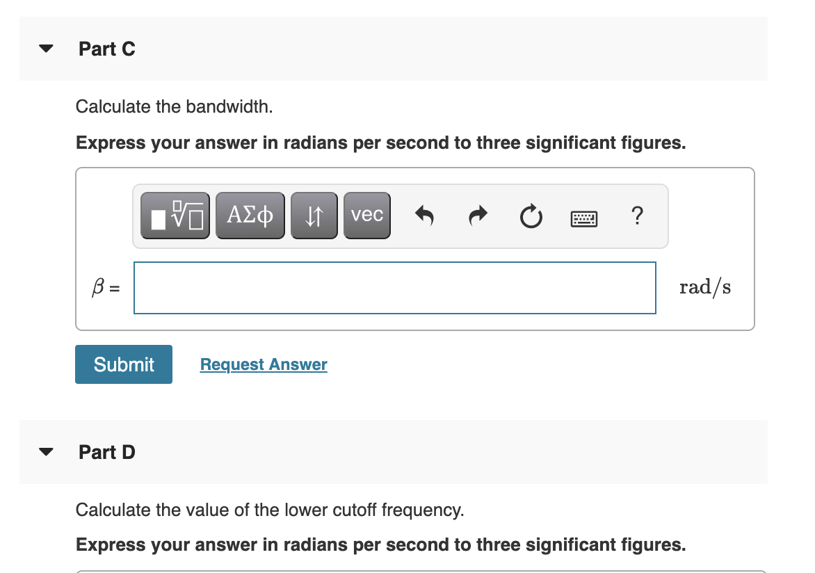 Solved II Review | Constants Design a series RLC bandpass | Chegg.com