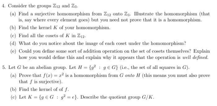 Solved 4. Consider the groups Z12 and Zs (a) Find a | Chegg.com