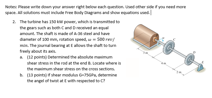 Solved Notes: Please write down your answer right below each | Chegg.com