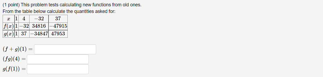 Solved (1 point) This problem tests calculating new | Chegg.com
