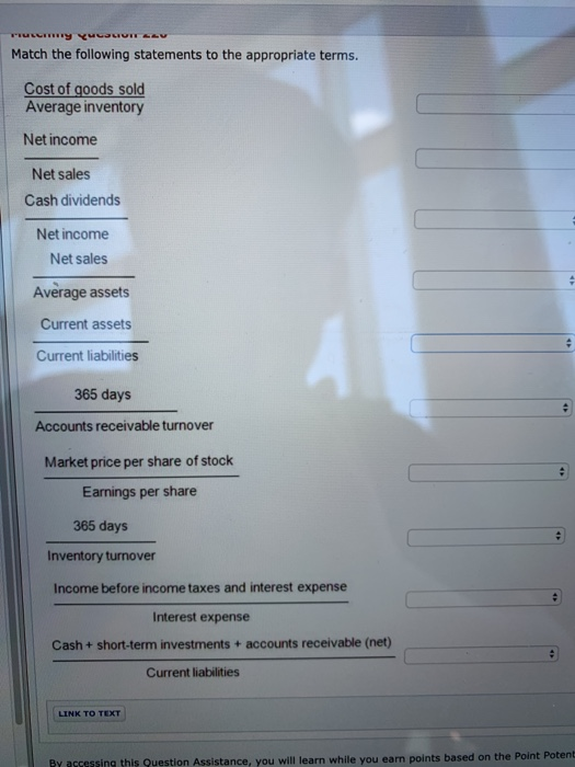 Solved Match the following statements to the appropriate | Chegg.com
