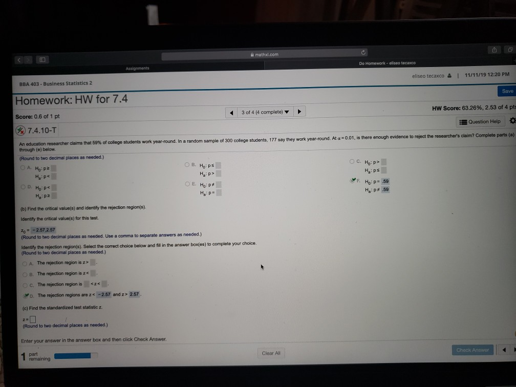 Solved mathxl.com Assignments Do Homework - alised teca BBA | Chegg.com