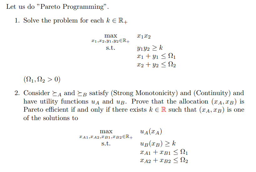 Solved Let Us Do Pareto Programming 1 Solve The Problem 