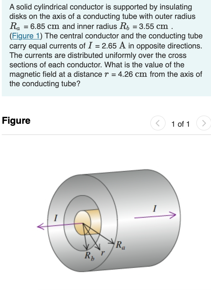 Solved A solid cylindrical conductor is supported by | Chegg.com