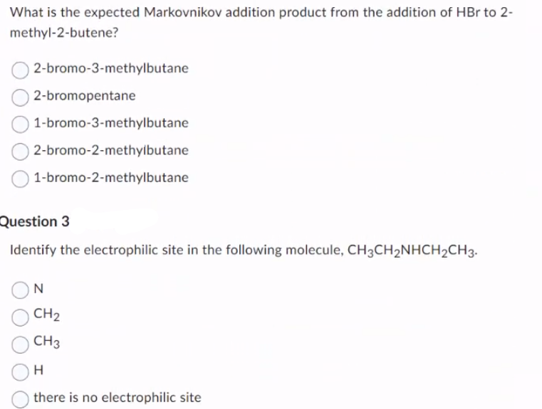 Solved What is the expected Markovnikov addition product | Chegg.com