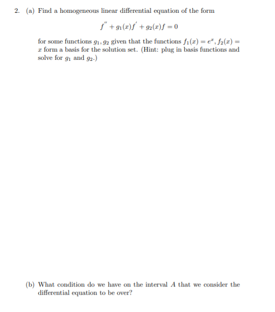 Solved 2. (a) Find a homogeneous linear differential | Chegg.com