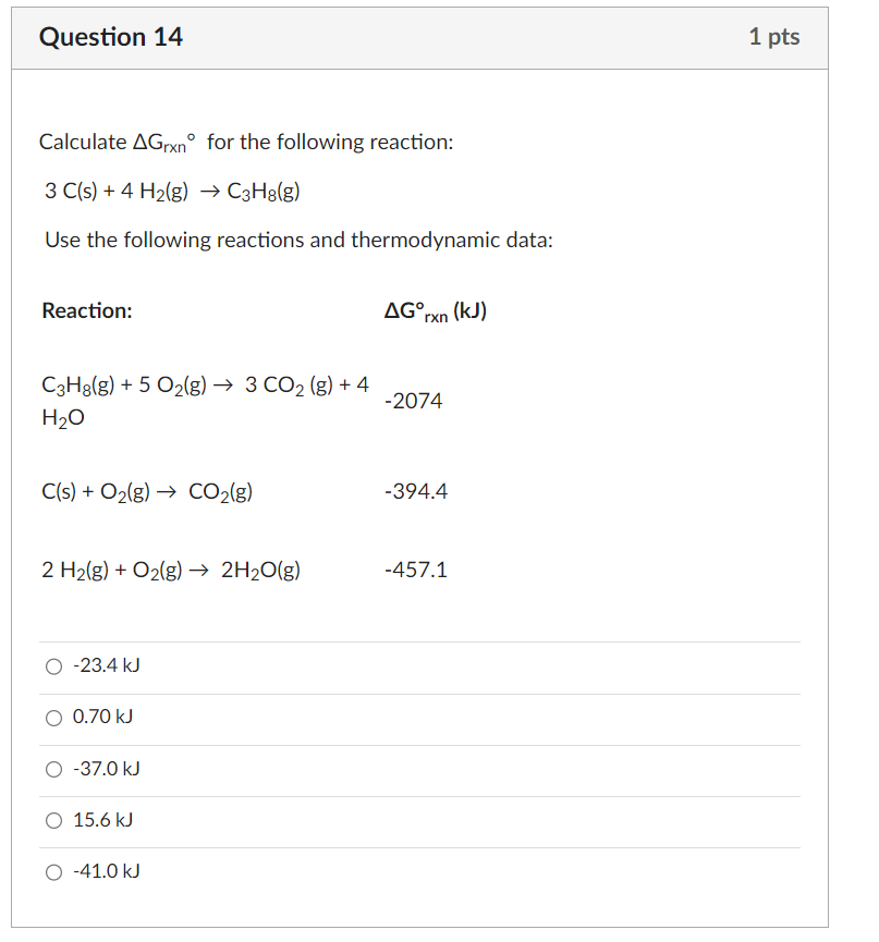 Solved Calculate ΔGrxn∘ for the following reaction: | Chegg.com