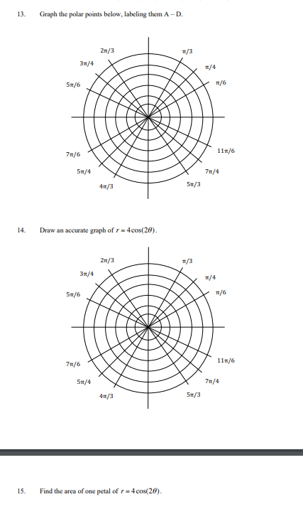13. Graph the polar points below, labeling them A−D. | Chegg.com