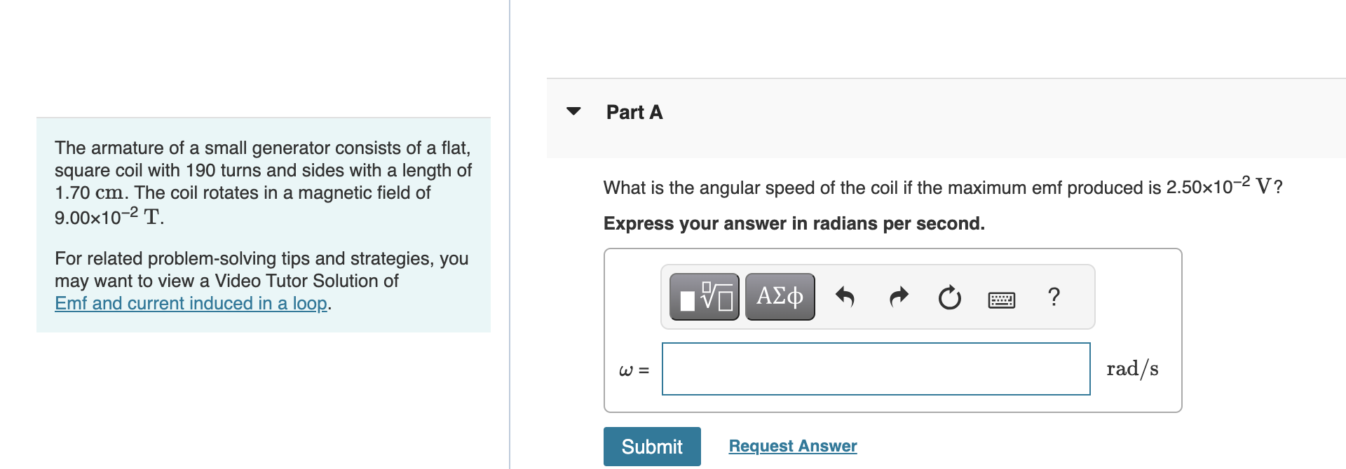 Solved The armature of a small generator consists of a | Chegg.com