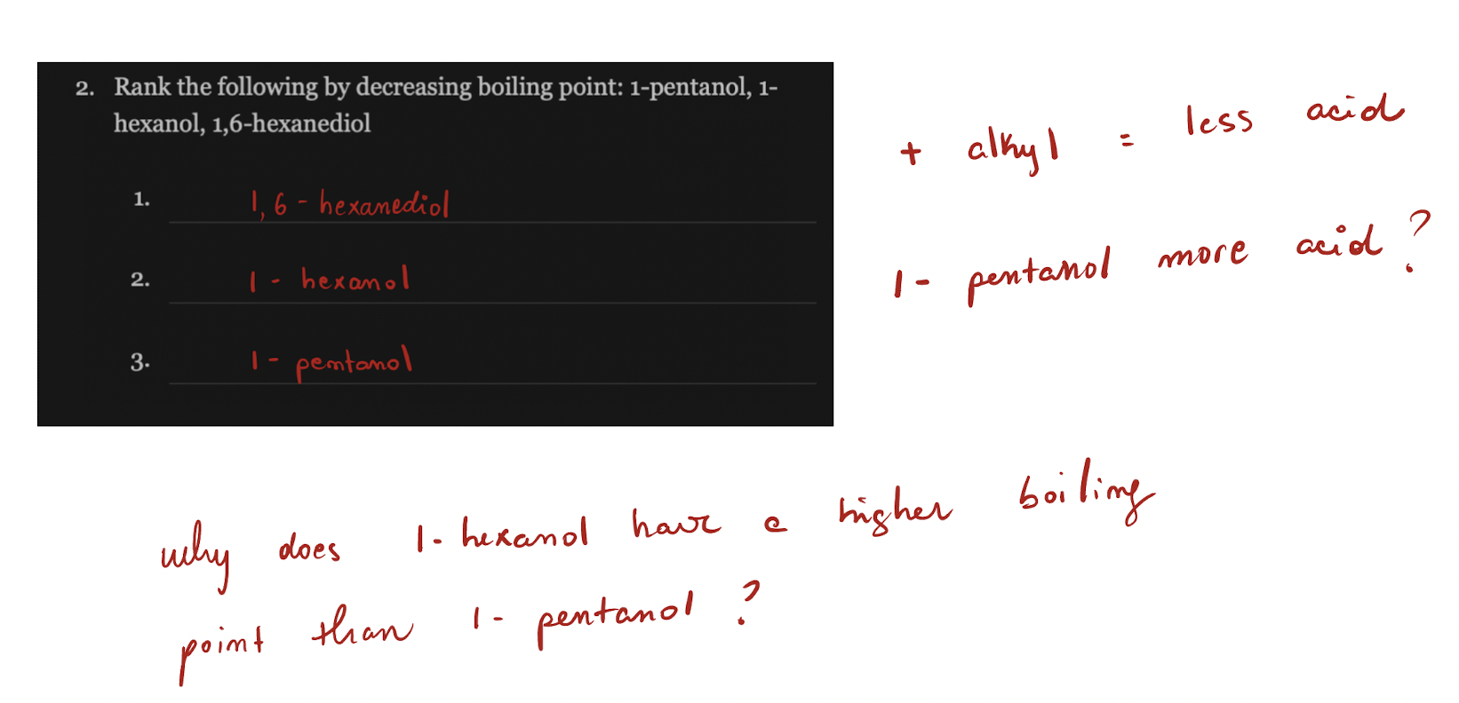 Solved 2. Rank the following by decreasing boiling point: | Chegg.com