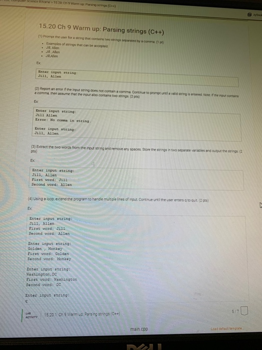 Solved I wrote following: part of the code , for Parsing. | Chegg.com