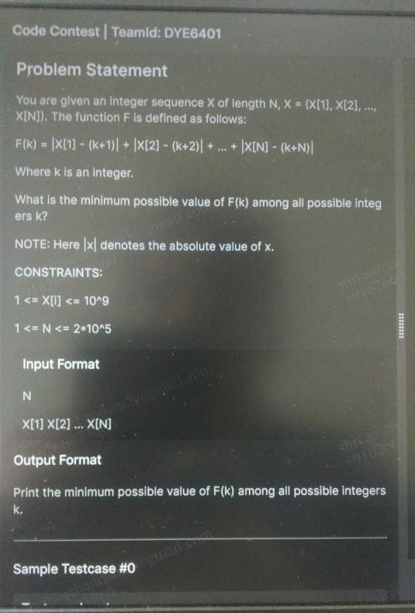 Solved Code Contest | Teamid: DYE6401 Problem Statement You | Chegg.com