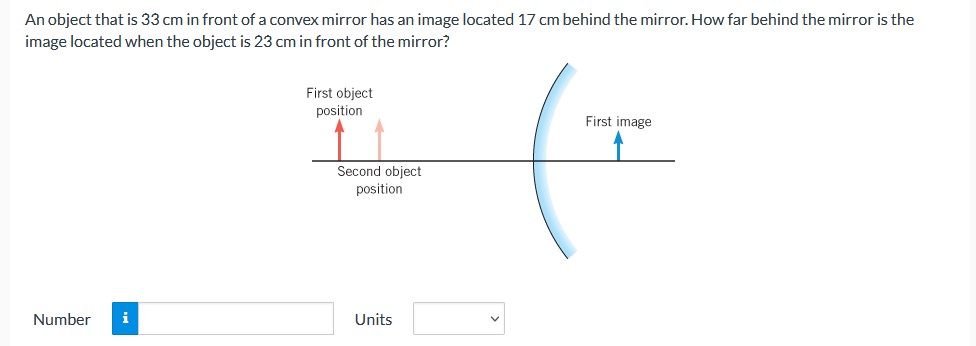 Solved An object that is 33 cm in front of a convex mirror | Chegg.com