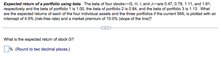 Solved Expected return of a portfolio using beta. The beta | Chegg.com