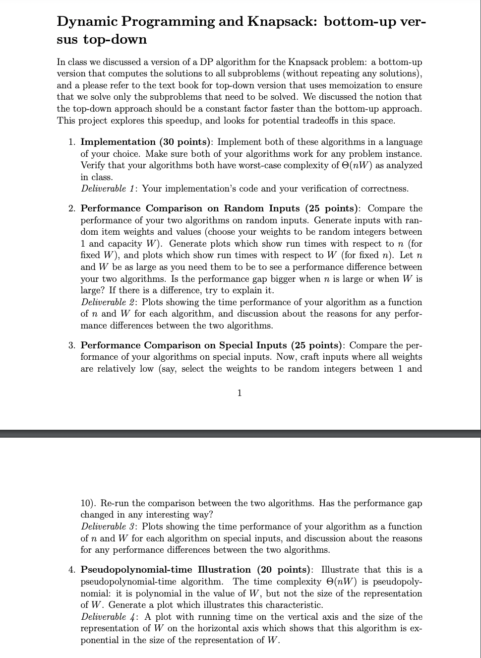 Solved Dynamic Programming and Knapsack: bottom-up versus | Chegg.com