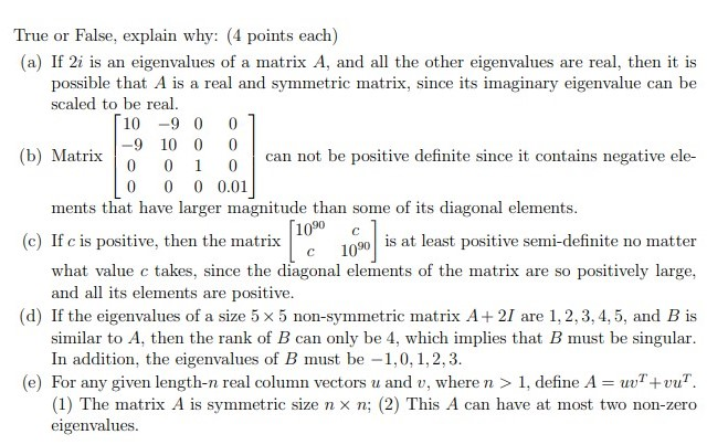 Solved True or False, explain why: (4 points each) (a) If 2i | Chegg.com