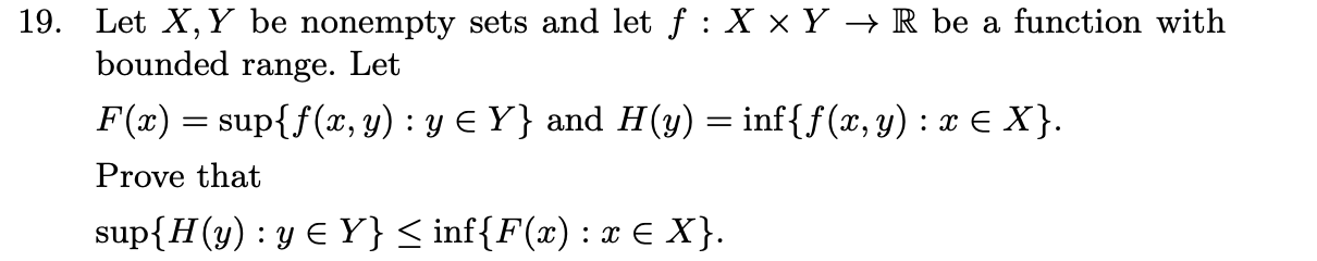 Solved Let x,Y ﻿be nonempty sets and let f:x×Y→R ﻿be a | Chegg.com