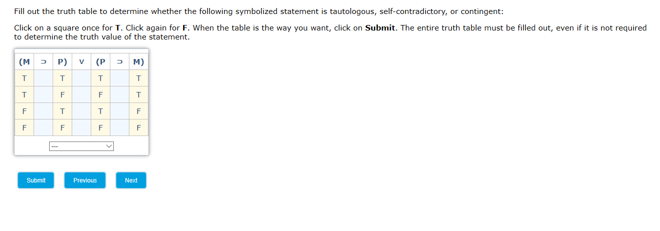 Solved Fill out the truth table to determine whether the | Chegg.com