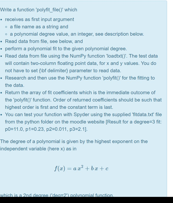Solved Write a function 'polyfit_file()' which receives as | Chegg.com