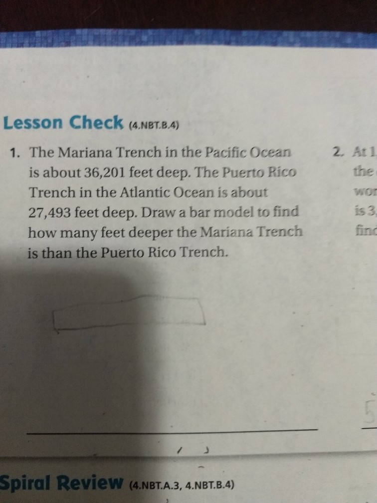 Solved Lesson Check (4 NBT.B.A) 1. The Mariana Trench in the | Chegg.com