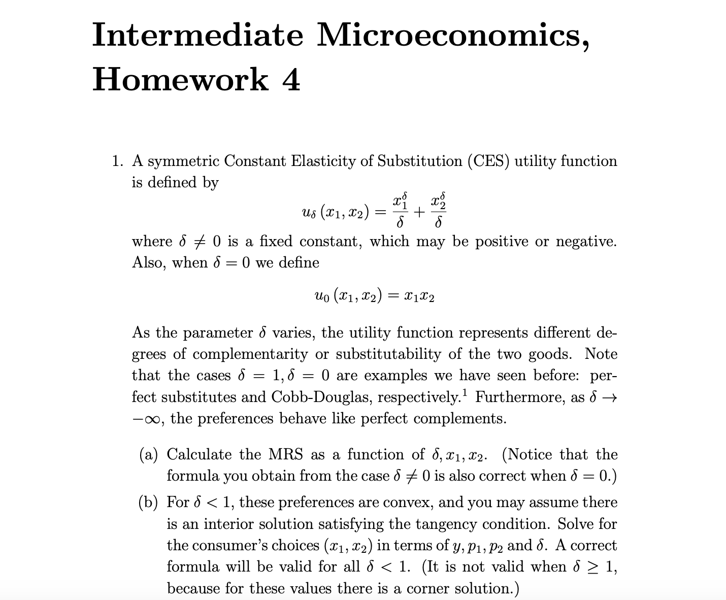 Solved Intermediate Microeconomics, Homework 4 1. A | Chegg.com