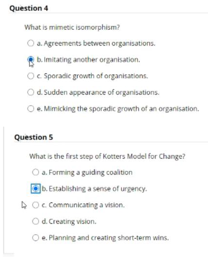 Solved Question 4 What is mimetic isomorphism? a. Agreements | Chegg.com