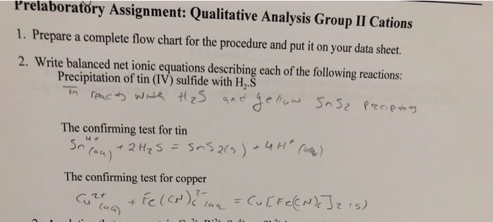 Solved Prelaboratory Assignment: Qualitative Analysis Group | Chegg.com