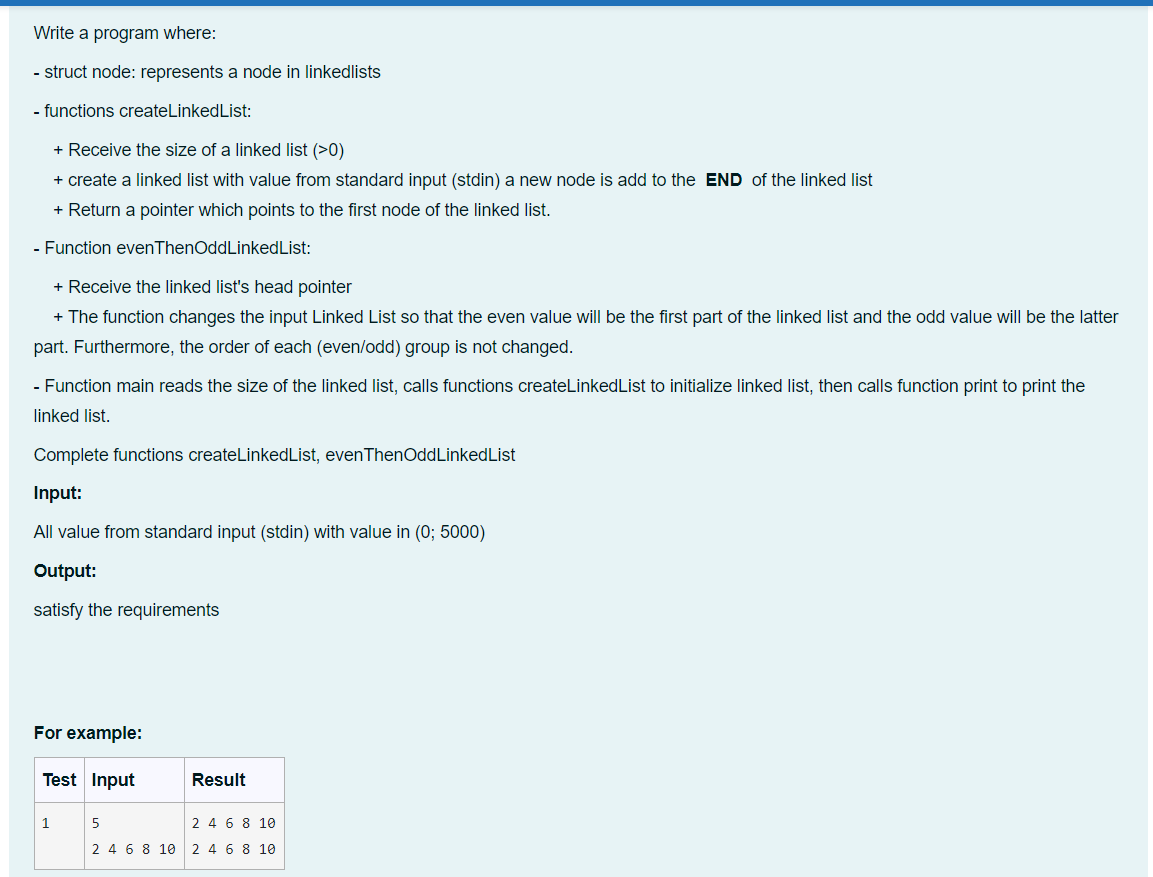 Solved Write a program where: - struct node: represents a | Chegg.com