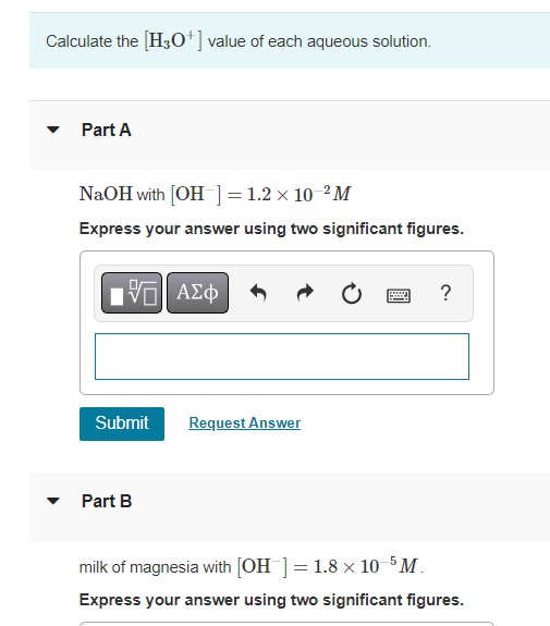 Solved Calculate the [H3O+]value of each aqueous solution. | Chegg.com