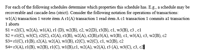 Solved For each of the following schedules determine which | Chegg.com