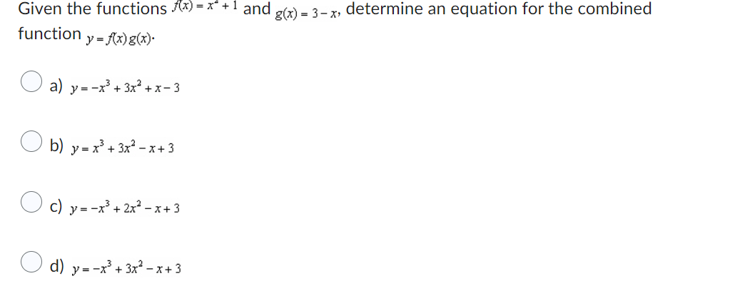 Solved Given the functions f(x)=x2+1 ﻿and g(x)=3-x, | Chegg.com