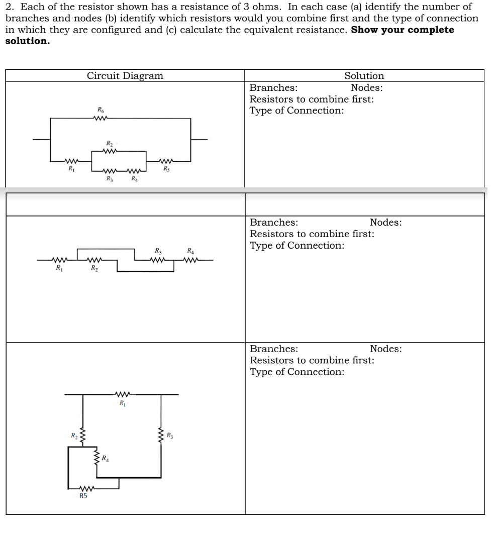 Solved 2. Each of the resistor shown has a resistance of 3 | Chegg.com