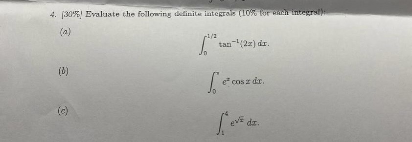 Solved Evaluate the following definite integrals | Chegg.com