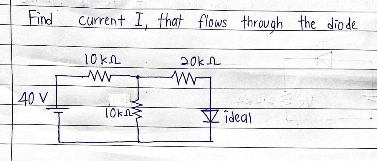 Solved Find Current I, that flows through the diode 10k MW | Chegg.com