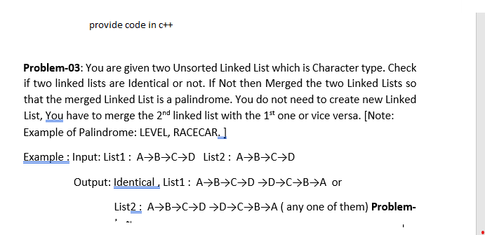 Solved provide code in C++ Problem-03: You are given two | Chegg.com