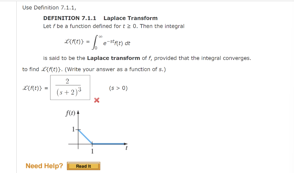 Solved DEFINITION 7.1.1 Laplace Transform Let f be a | Chegg.com