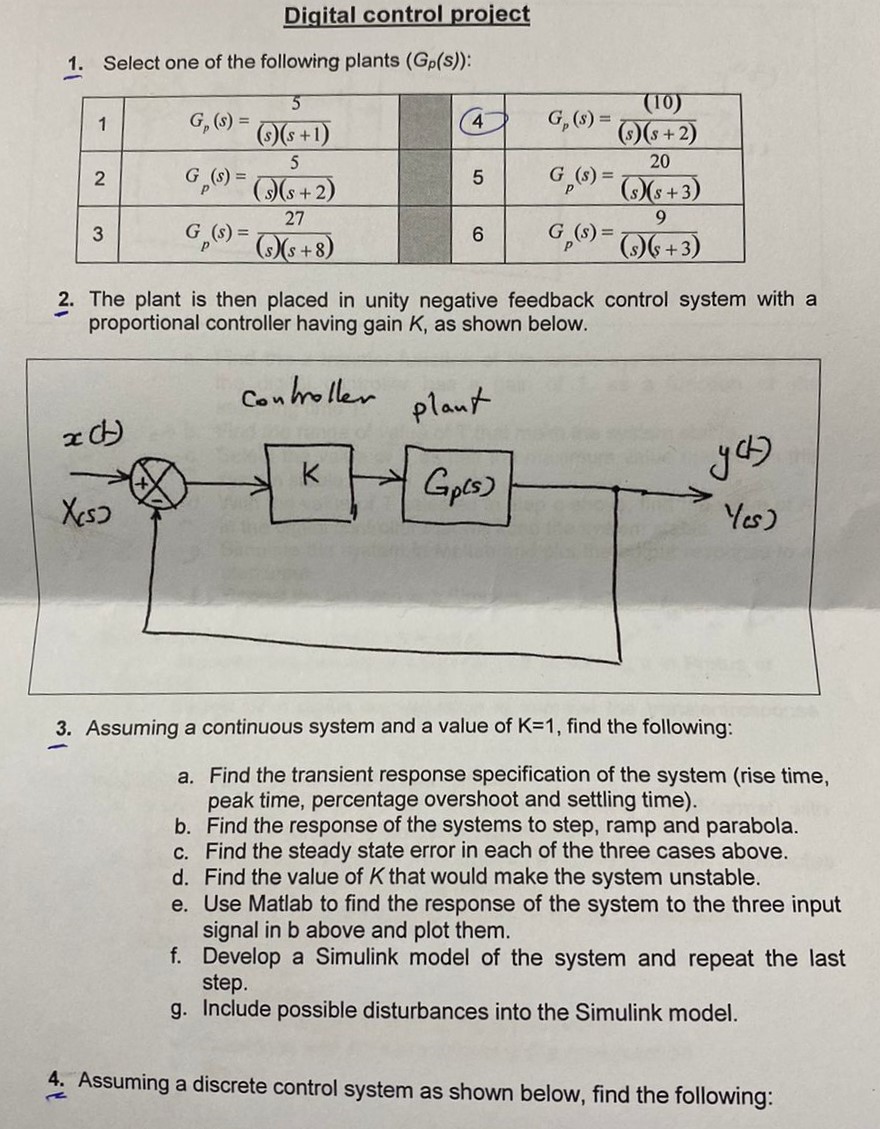 Solved 4. Assuming a discrete control system as shown below, | Chegg.com